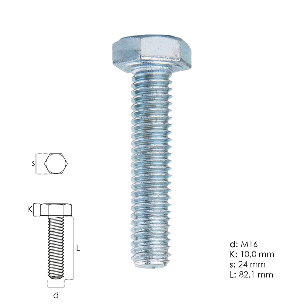 🥇 distribuidor tornillo hexagonal zincado m16 x 35 mm din933 calidad 88 ...